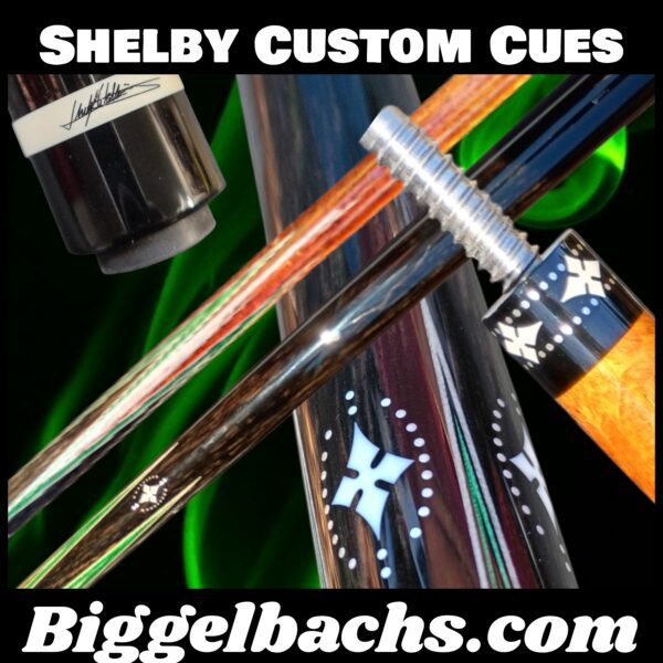 Shelby Williams (Burl w Green Veneers) Pool Cue | Biggelbachs